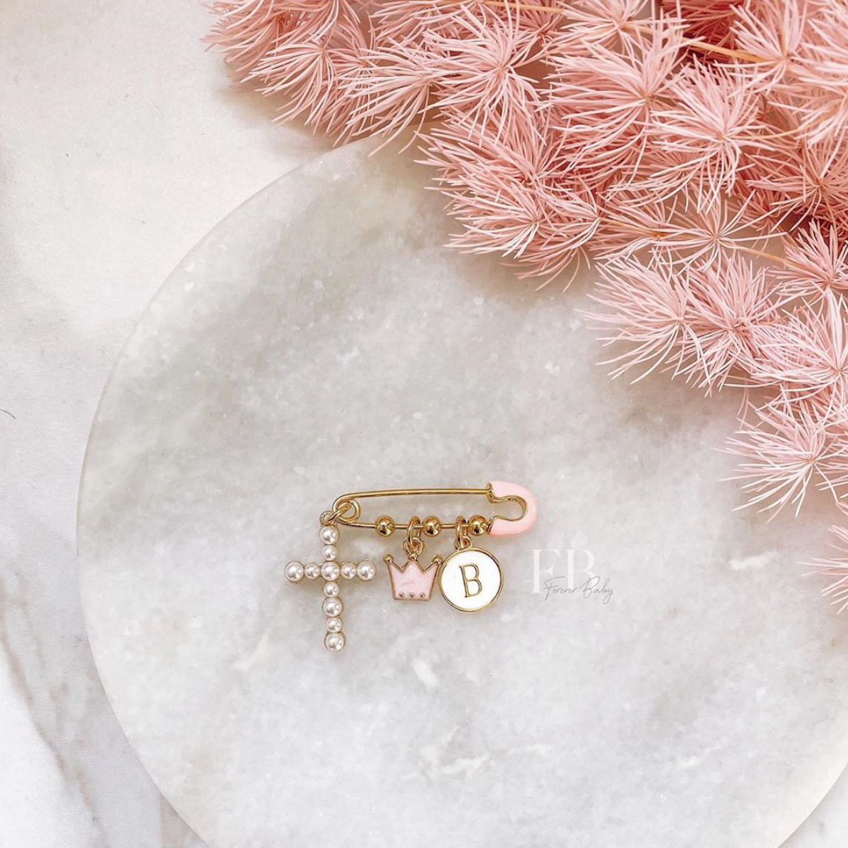 Pearl Cross Crown Pin - 3 Charm – ForeverBabyCo